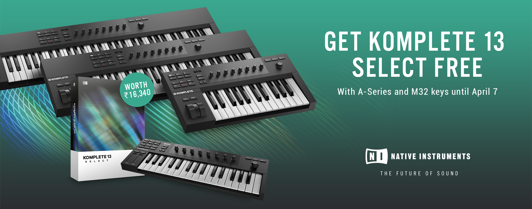 Get Komplete 13 Select FREE with Komplete Kontrol A Series and M32